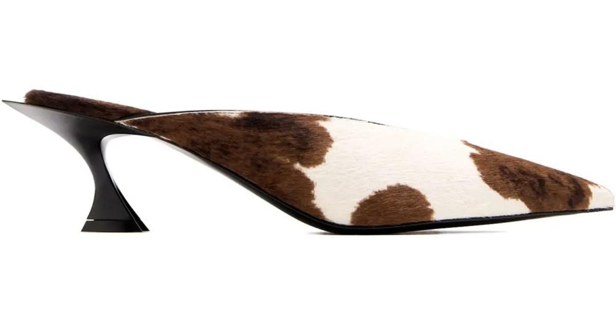 Mugler 55 Fang Cowhide Pointed-Toe Mules in Brown | Lyst UK