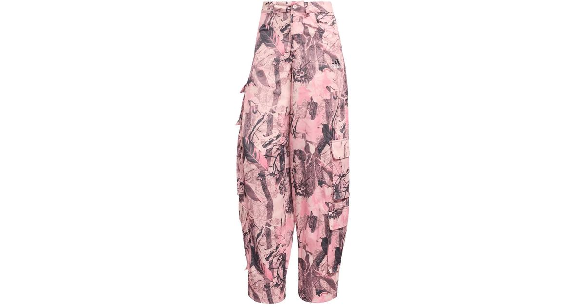 adidas Sat Leaf-Print Cargo Jeans in Pink | Lyst