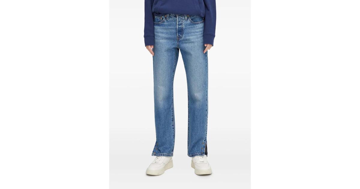 Levi's 501 Star-Stud Split Jeans in Blue | Lyst UK