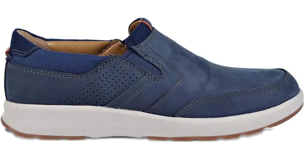 Clarks Un Trail Step Perforated-Detail Loafers in Blue for Men | Lyst UK