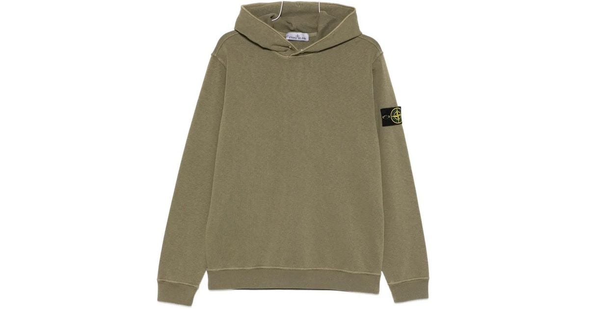 Stone Island Logo-Patch Hoodie in Green for Men | Lyst UK