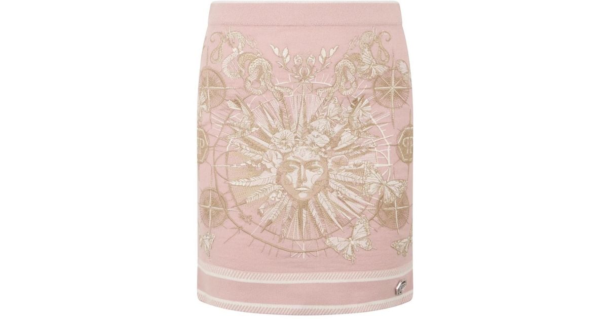 Philipp Plein Logo-Plaque Mini Skirt in Pink | Lyst UK