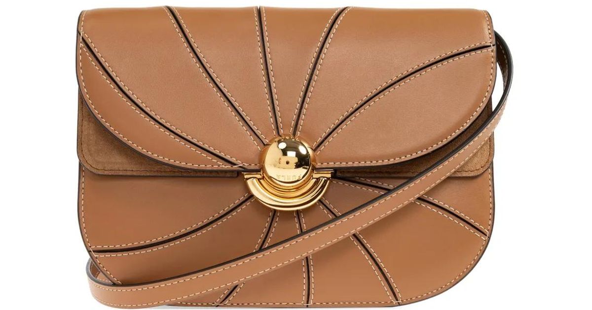 Furla Sfera Topstitch Turn-Lock Small Shoulder Bag in Brown | Lyst