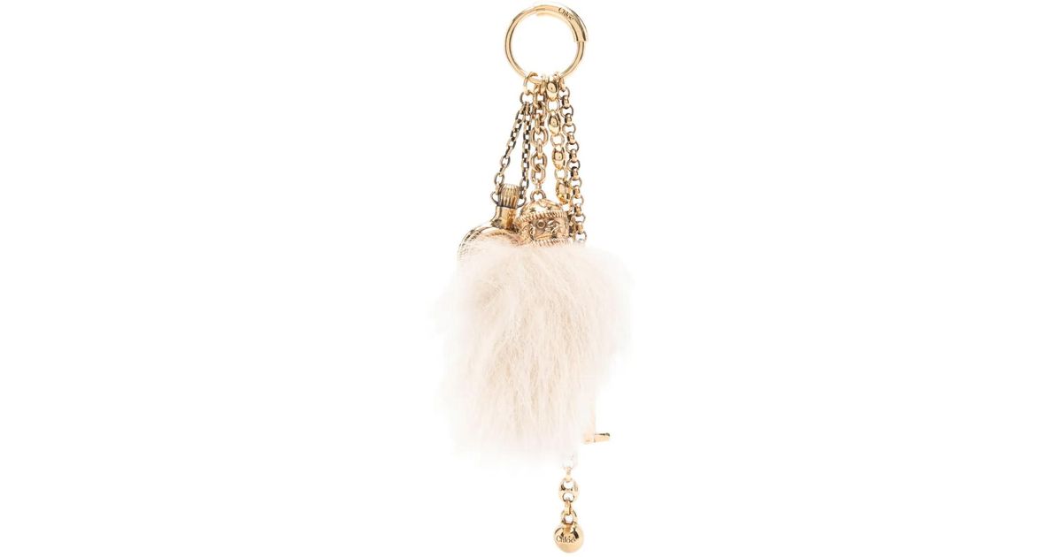 Chloé Fur Charm in White | Lyst UK