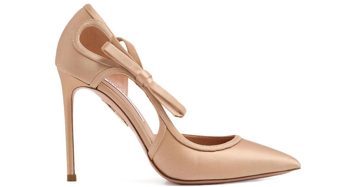 Aquazzura 105Mm Soave Bow Pumps in Pink | Lyst