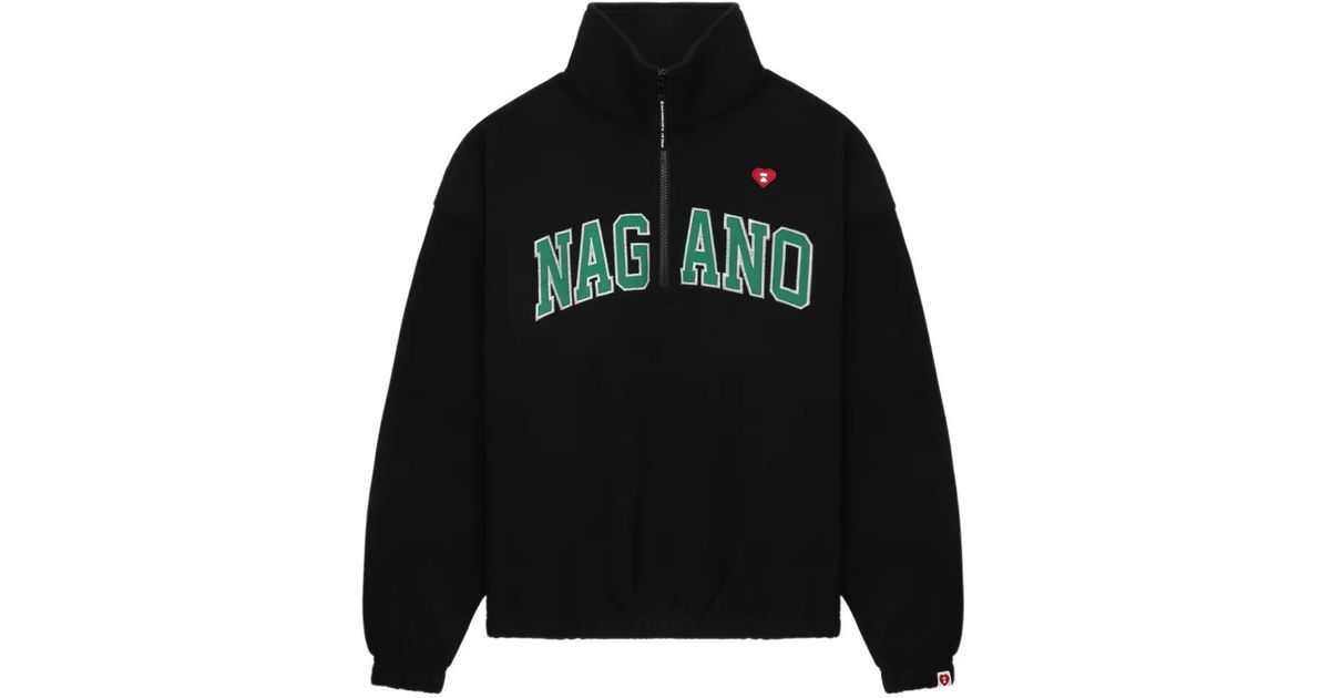 A Bathing Ape Quarter-Zip Letter Sweater in Black | Lyst UK