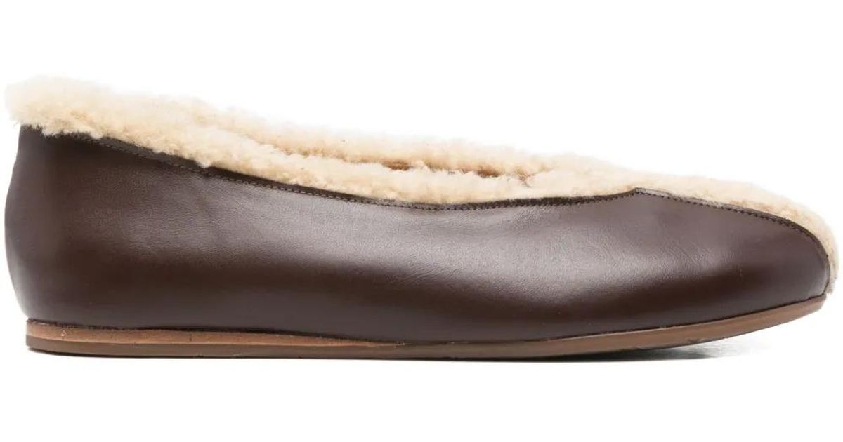 Ancient Greek Sandals Aeropi Shearling-Trim Ballet Flats in Brown | Lyst UK