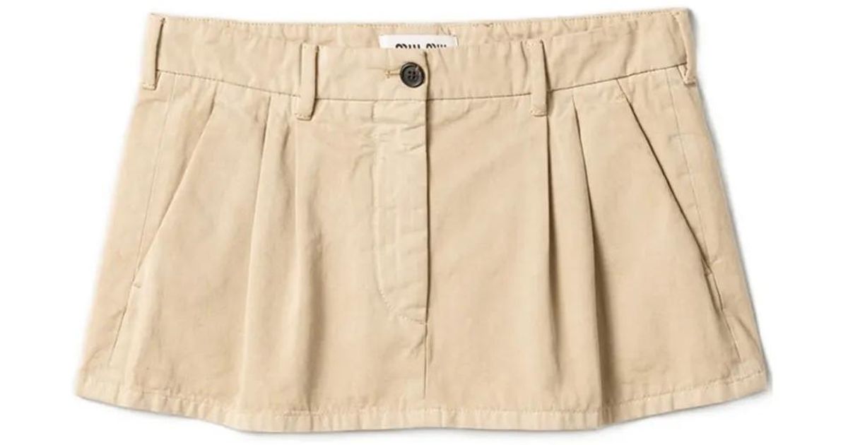Miu Miu Welt-Pocket Mini Skirt in Natural | Lyst UK
