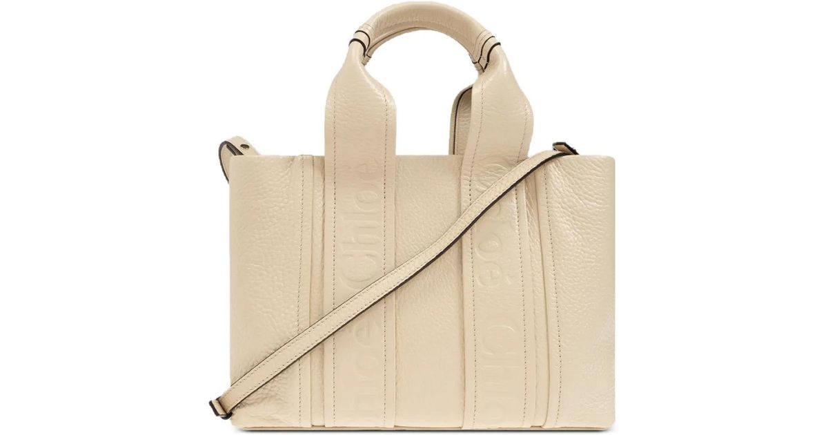 Chloé Small Embossed Tote Bag in Natural | Lyst UK