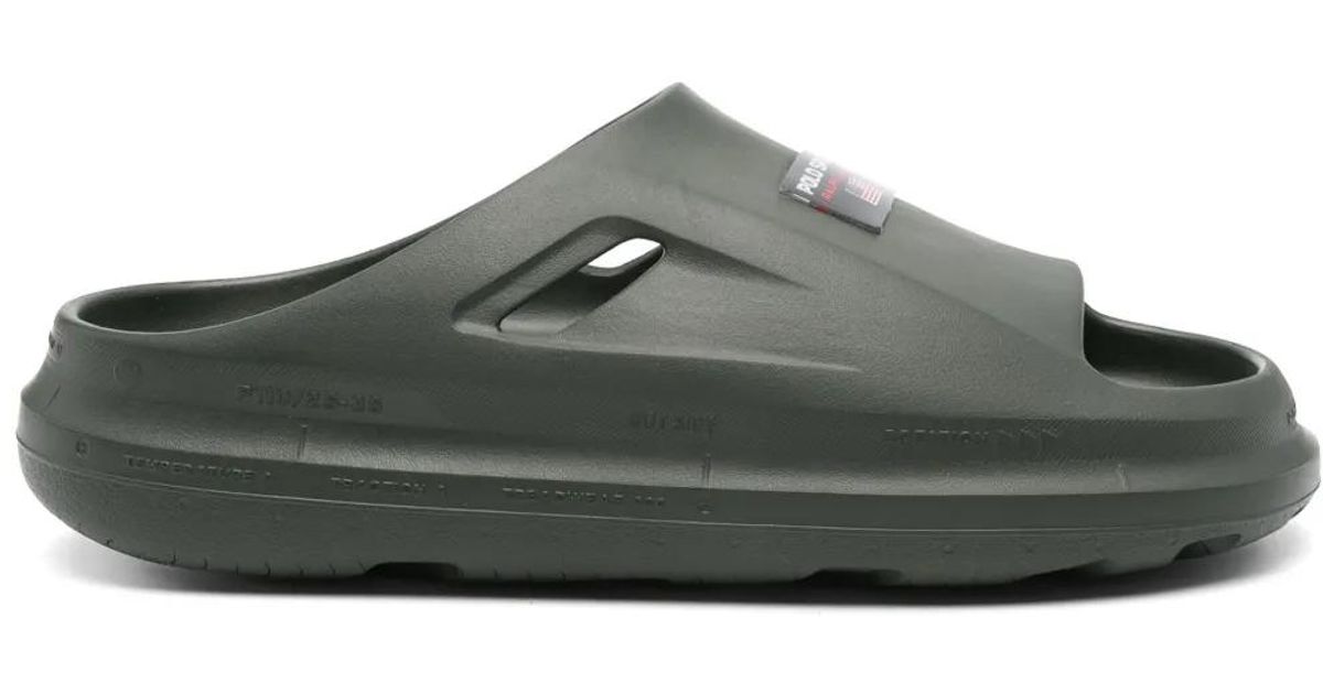 Polo Ralph Lauren Logo-Plaque Slides in Gray for Men | Lyst