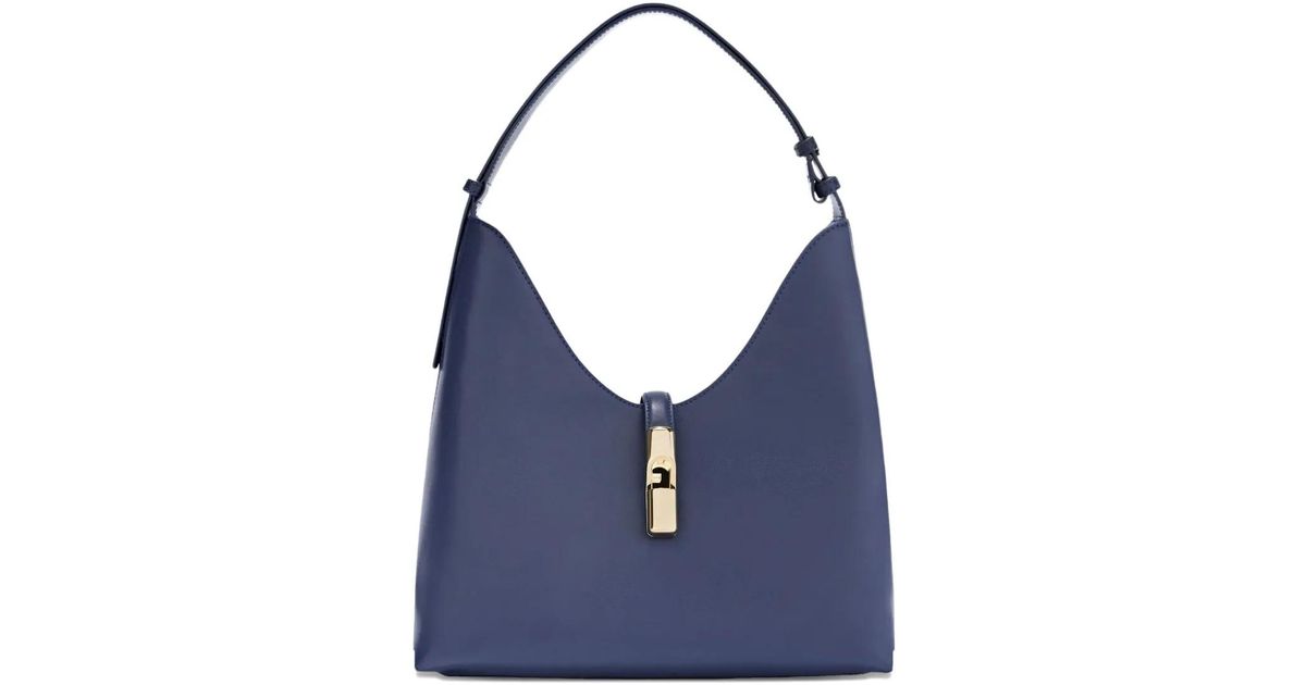 Furla M Goccia Leather Shoulder Bag in Blue | Lyst UK
