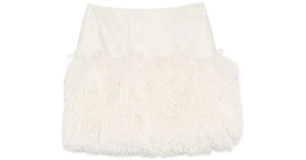 Moncler Fluffy-Trim Skirt in Natural | Lyst