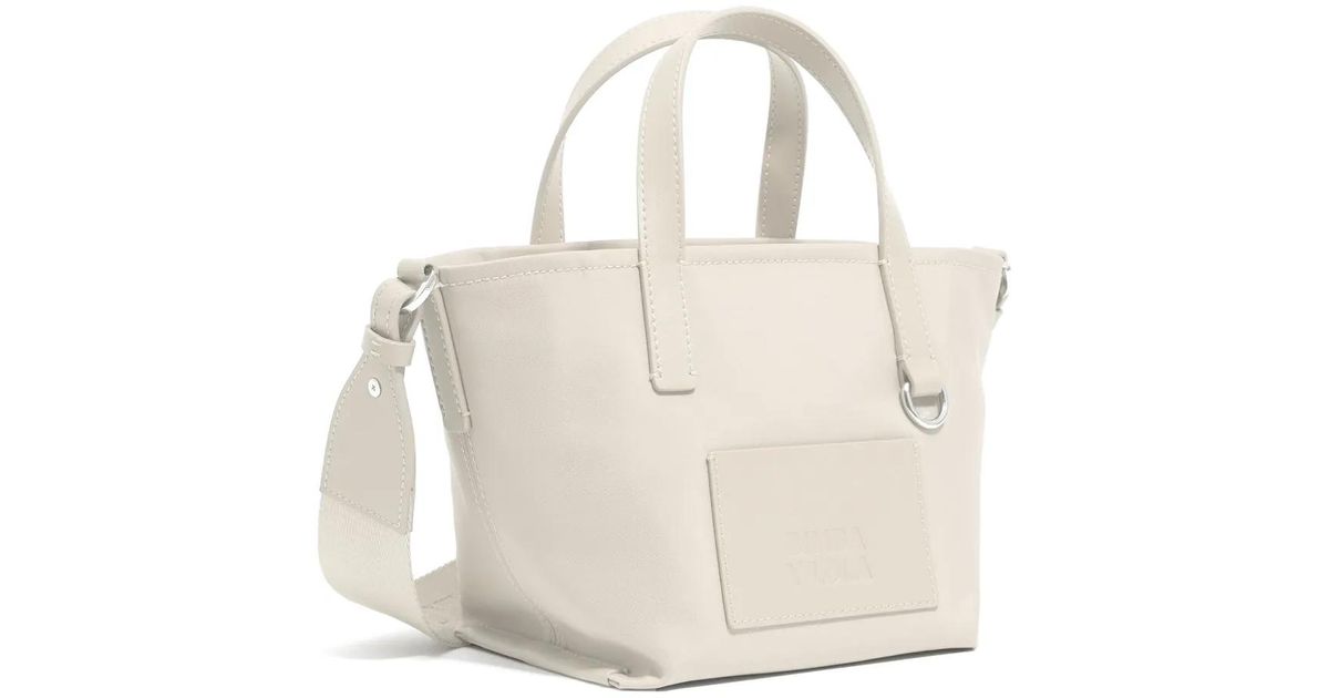 Bimba Y Lola Mini Logo-Patch Tote Bag in Natural | Lyst UK