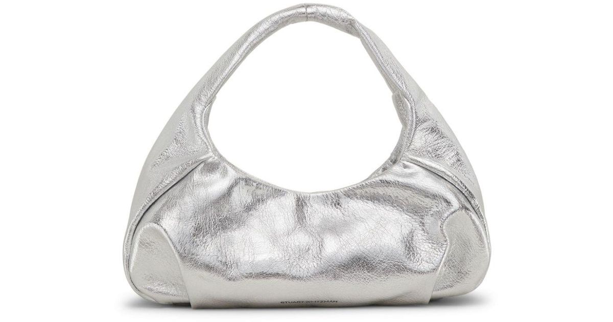 Stuart Weitzman Mini Leather Tote Bag in Gray | Lyst