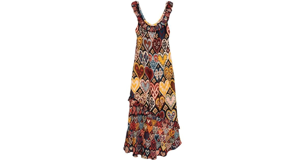 FARM Rio Hearts Ikat Maxi Dress in Red | Lyst