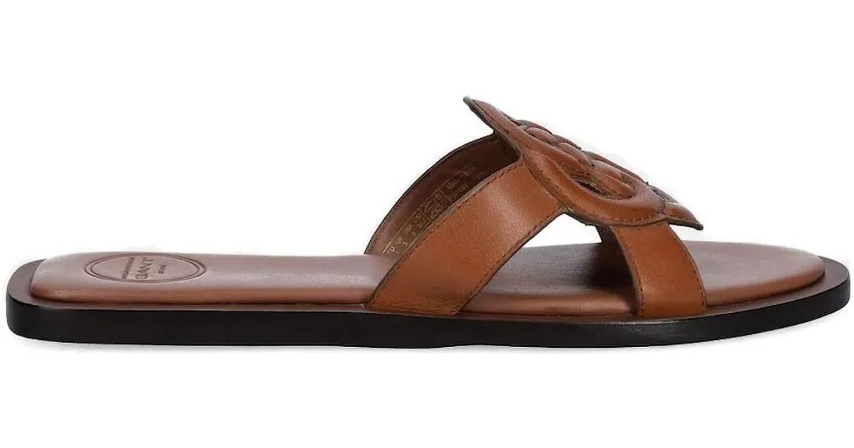 GANT Leather Embellishment-Detail Flat Sandals in Brown | Lyst