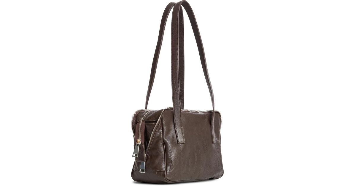 AMINE Small Milux Double Zip Shoulder Bag in Brown | Lyst