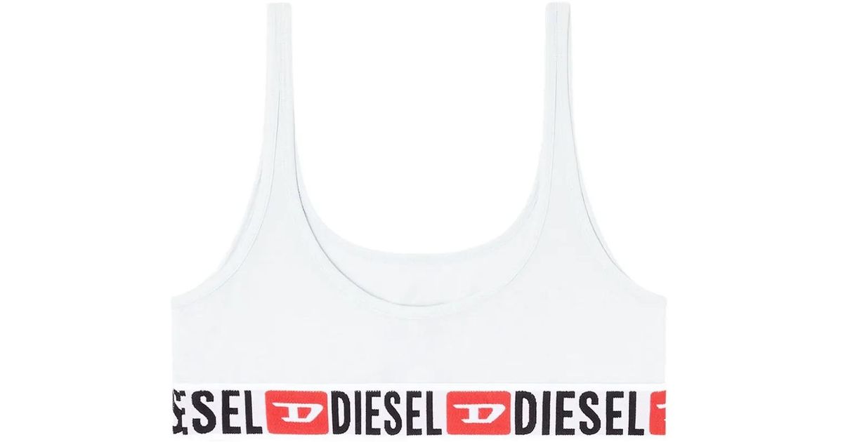 DIESEL Ufsb Oriba Logo Detail Bra in White | Lyst UK