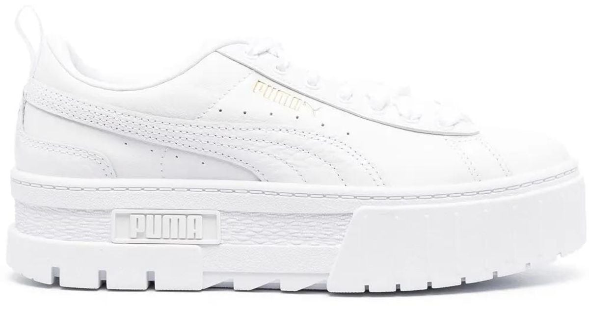 PUMA Low-Top Chunky Leather Sneakers in White | Lyst