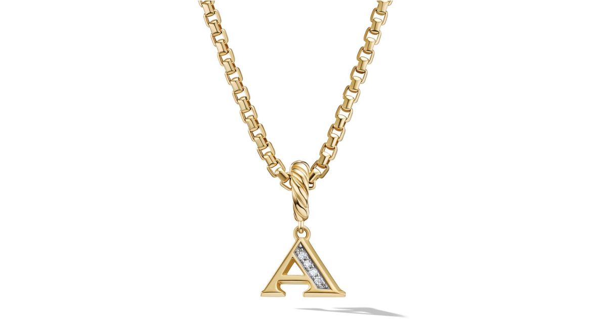 David Yurman 18Kt Pavé Initial Pendant in Metallic | Lyst