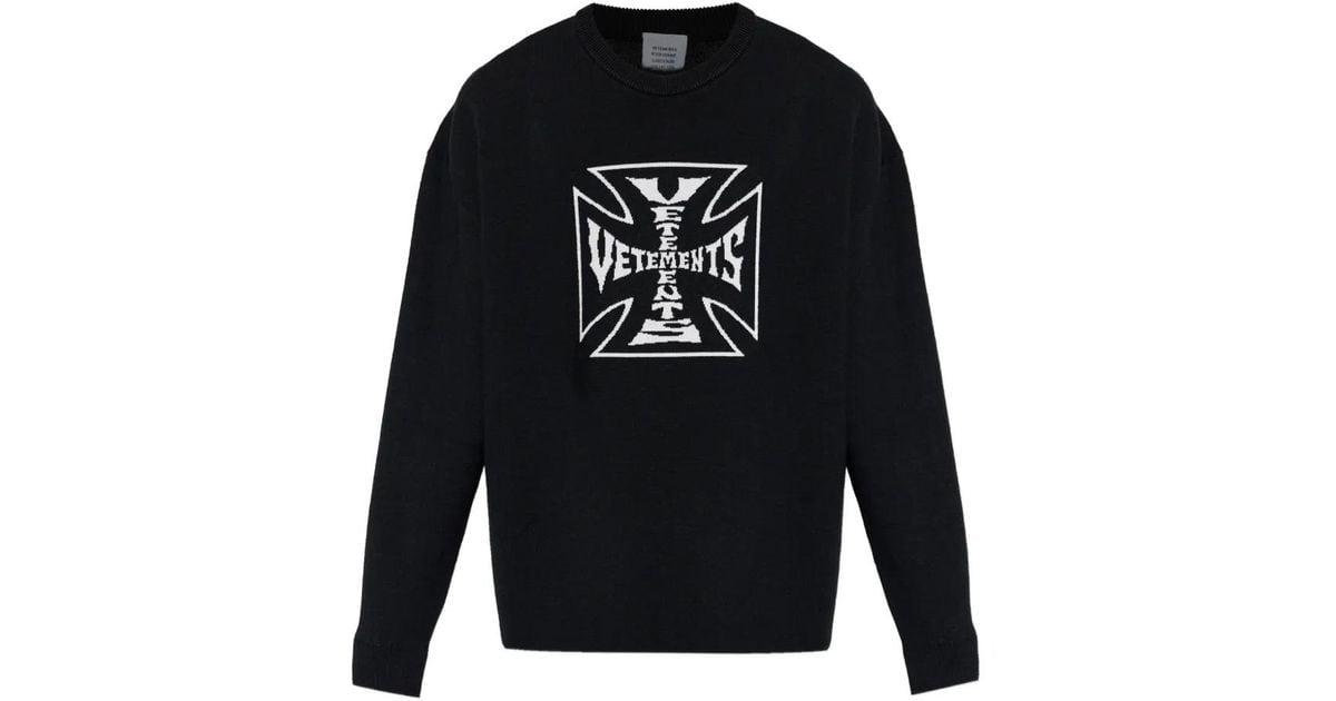 Vetements Graphic Wool Sweater in Black for Men | Lyst UK
