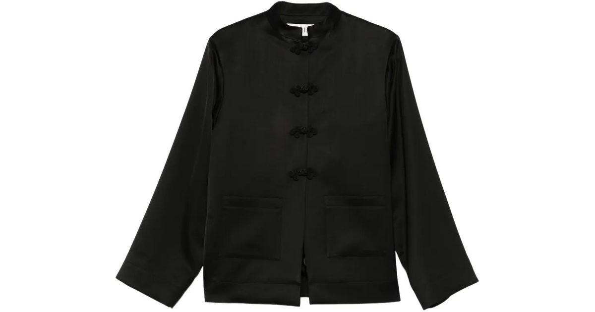Rohe Mandarin-Collar Satin Jacket in Black | Lyst UK