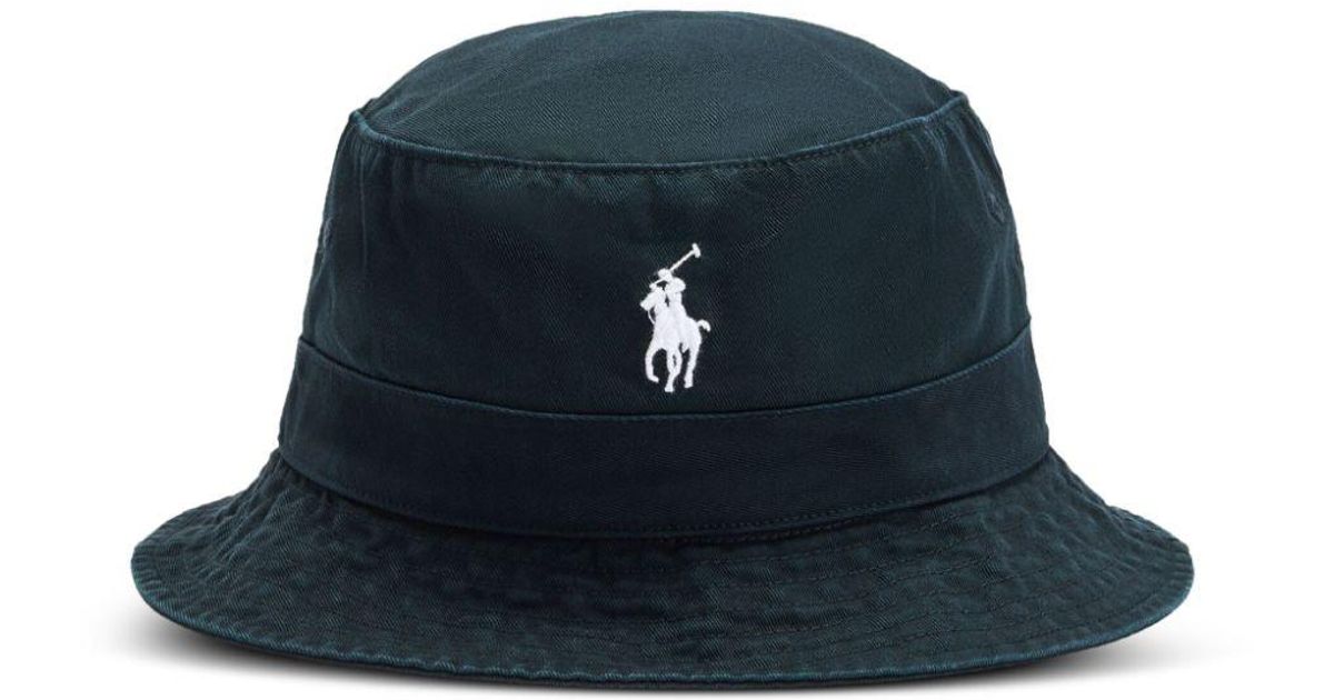 Polo Ralph Lauren Logo-Embroidery Bucket Hat in Blue for Men | Lyst