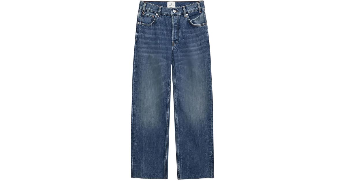 Anine Bing Gavin Button Frayed Jeans in Blue | Lyst UK