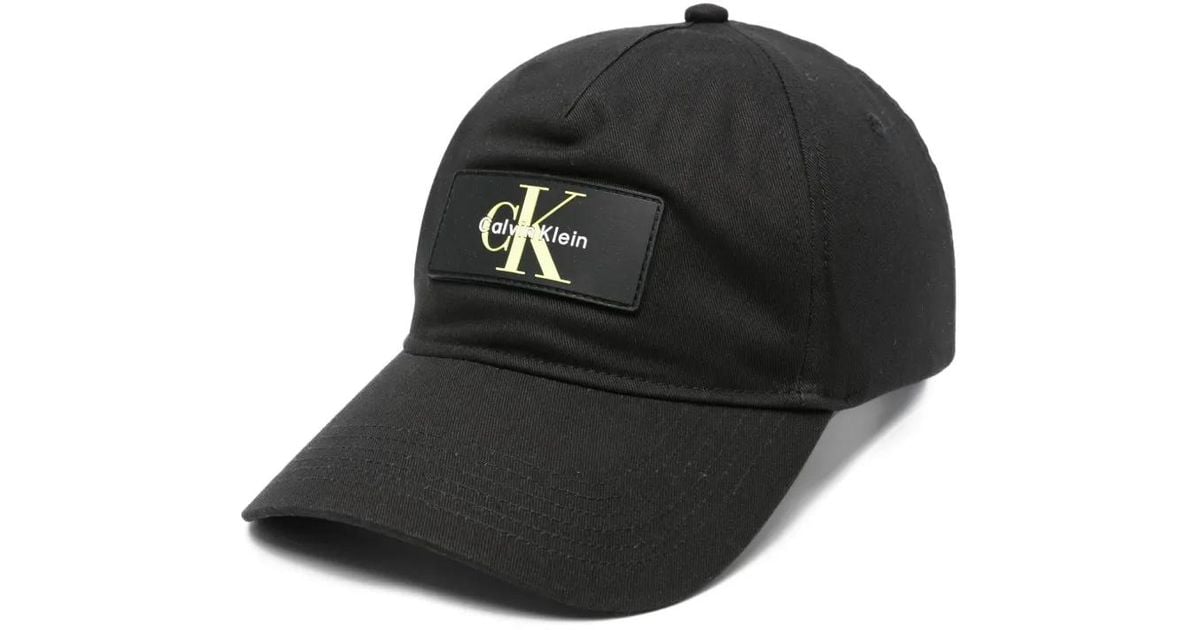 Calvin Klein Logo-Patch Baseball Cap in Black for Men | Lyst UK