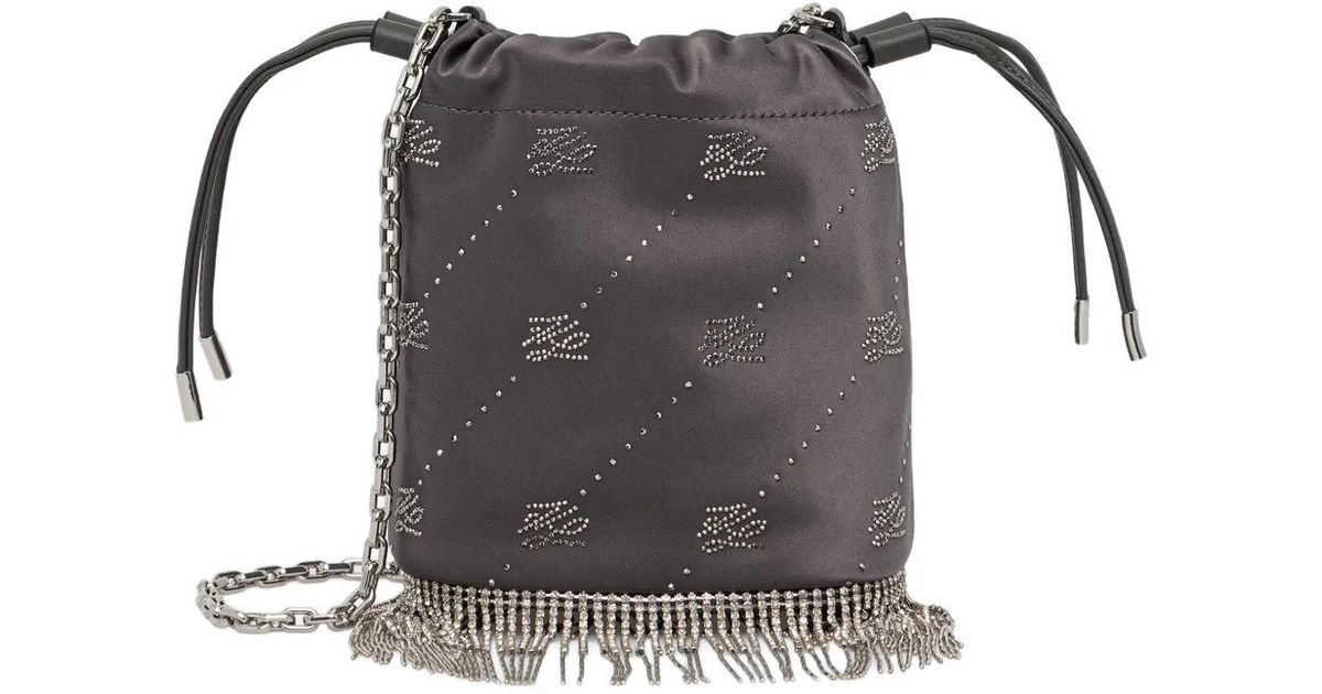 Karl Lagerfeld Logo-Pattern Bucket Bag in Grey | Lyst UK