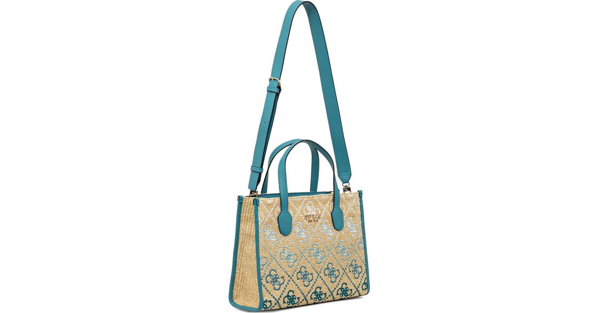 Guess Silvana 4G Logo-Embroidered Tote Bag in Blue | Lyst