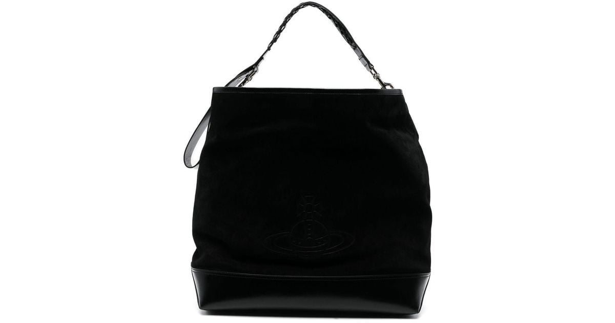 Vivienne Westwood Orb-motif Suede Tote Bag in Black | Lyst