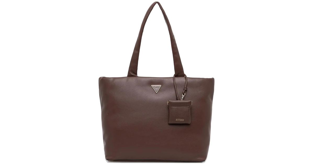 Guess Sunetra Triangle-Logo Shoulder Bag in Brown | Lyst UK