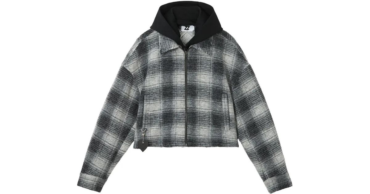 Izzue Check-Pattern Jacket in Black | Lyst UK