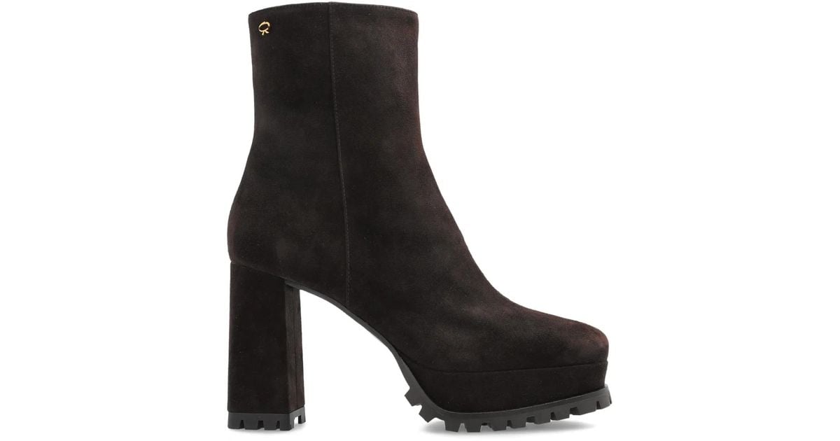 Gianvito Rossi 70Mm Harlem Platform Block-Heel Ankle Boots in Black | Lyst