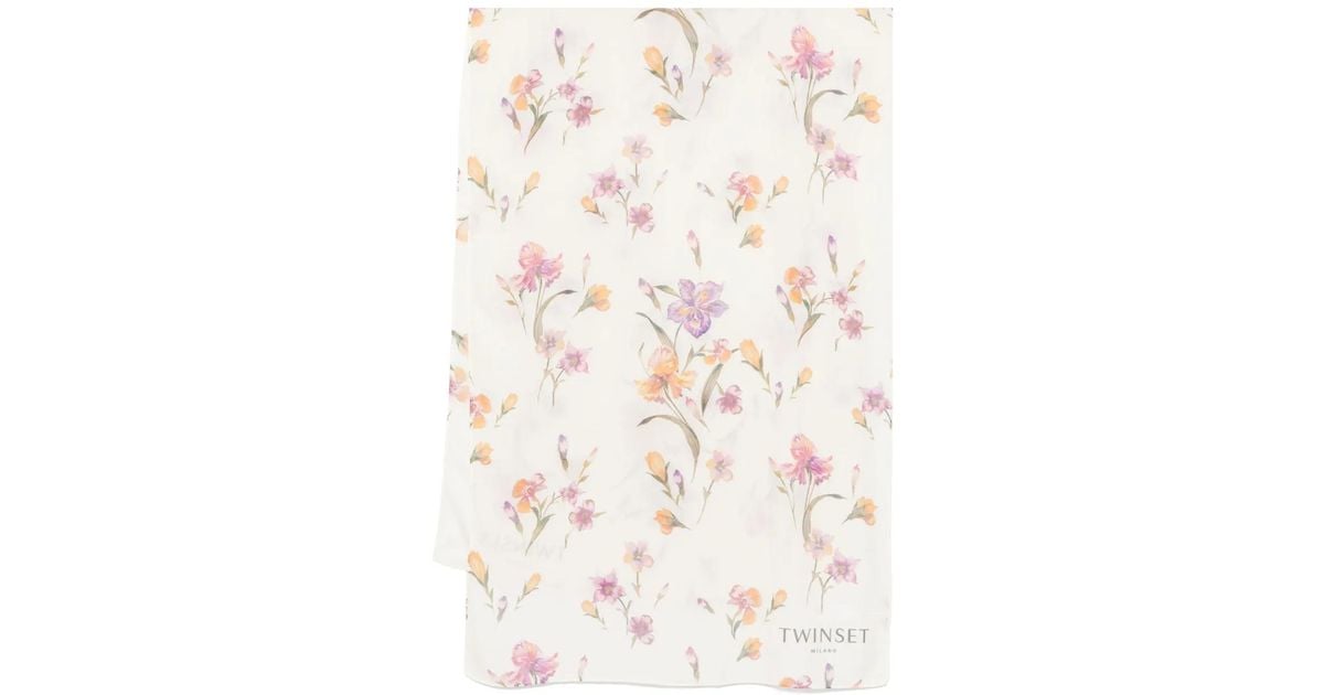 Twinset Floral-Print Stole in White | Lyst UK