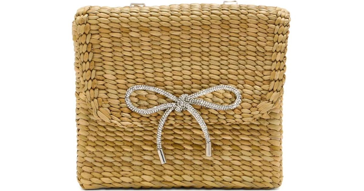 Poolside Crystal-Bow Satchel in Metallic | Lyst