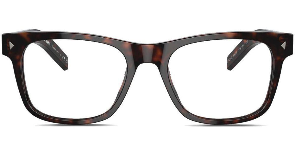 Prada Rivet-Detail Square-Frame Glasses in Brown for Men | Lyst