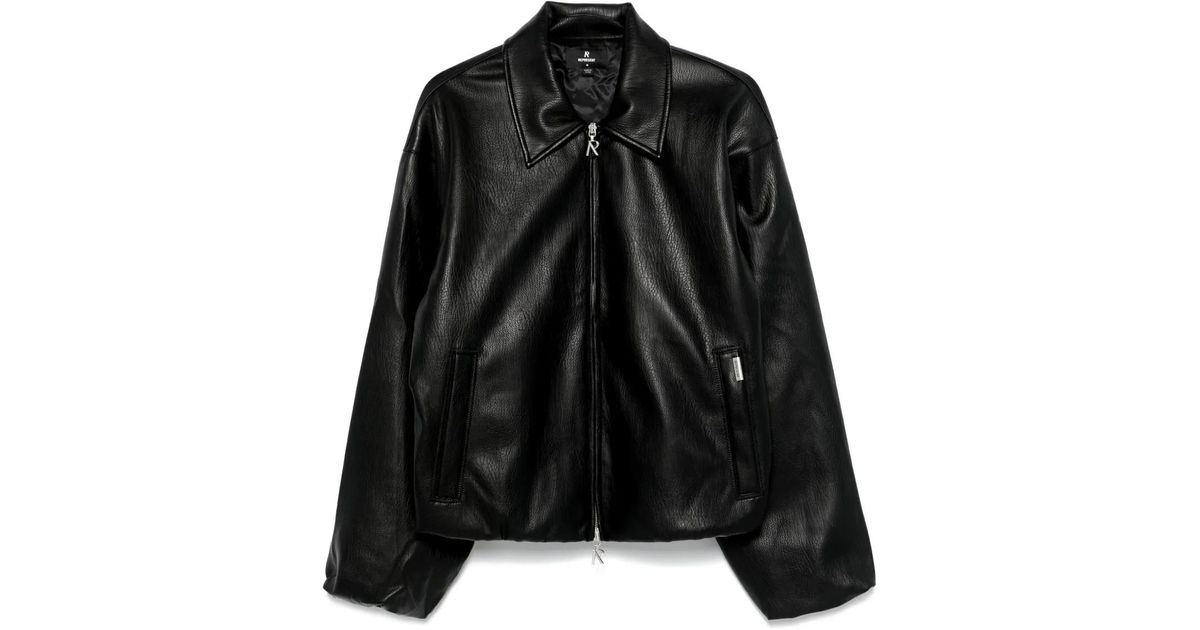 Represent Faux Leather Bomber Jacket in Black for Men | Lyst