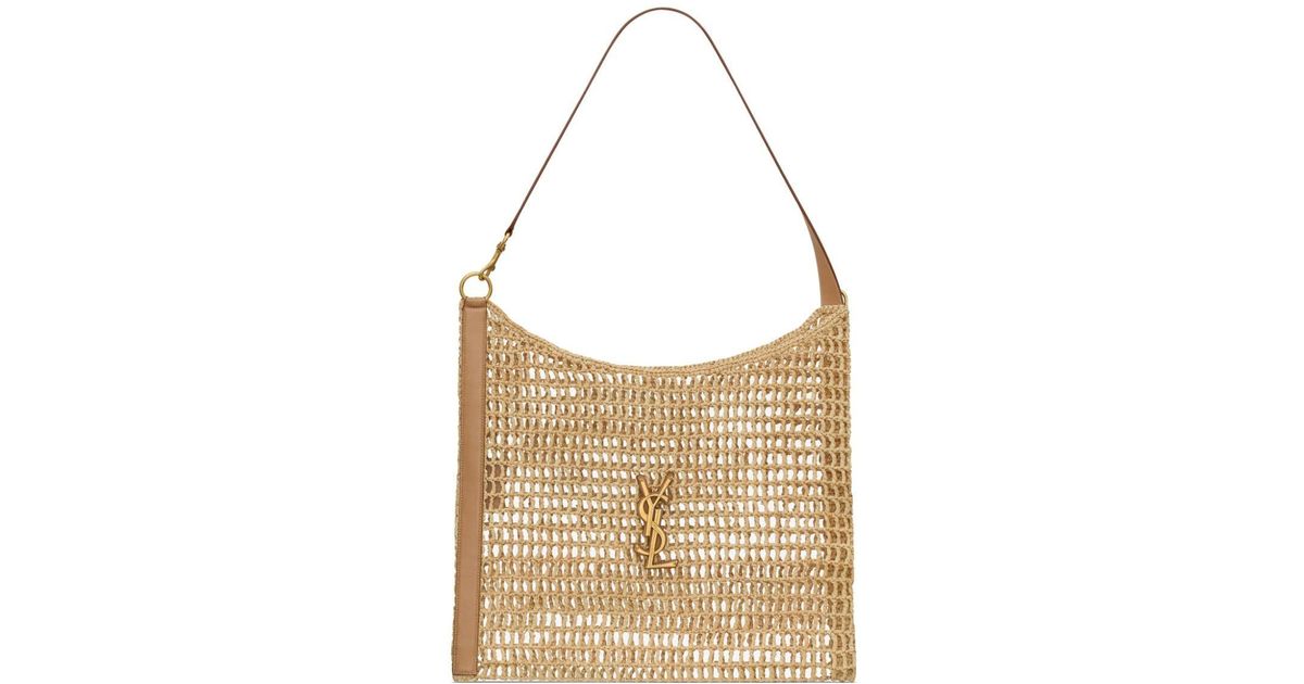 Saint Laurent Raffia Crochet Tote Bag in Natural | Lyst