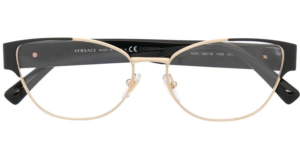Versace Oval-Frame Glasses in Black | Lyst