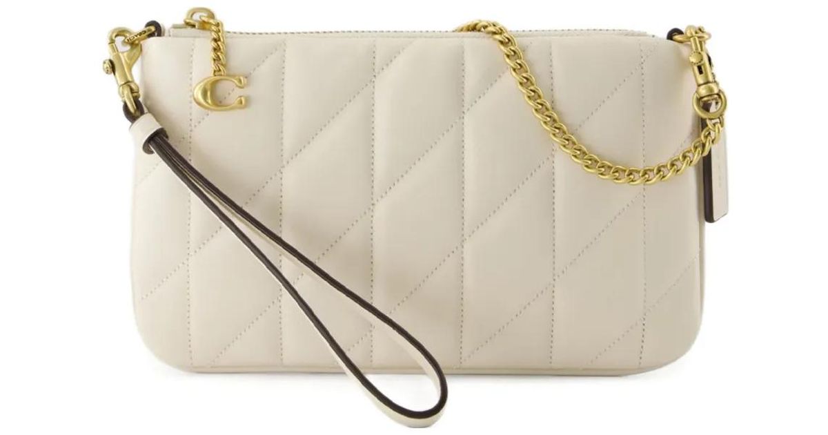 COACH Quilted Leather Clutch Bag in Natural | Lyst
