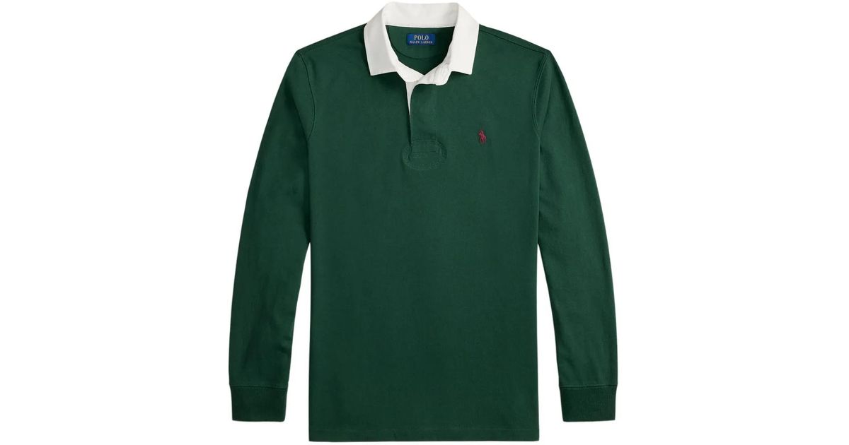 Polo Ralph Lauren The Iconic Rugby Long-Sleeves Polo Shirt in Green for Men | Lyst UK