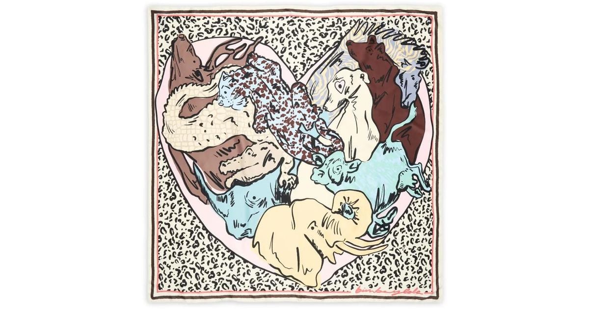 Bimba Y Lola Animal-Print Scarf in White | Lyst UK