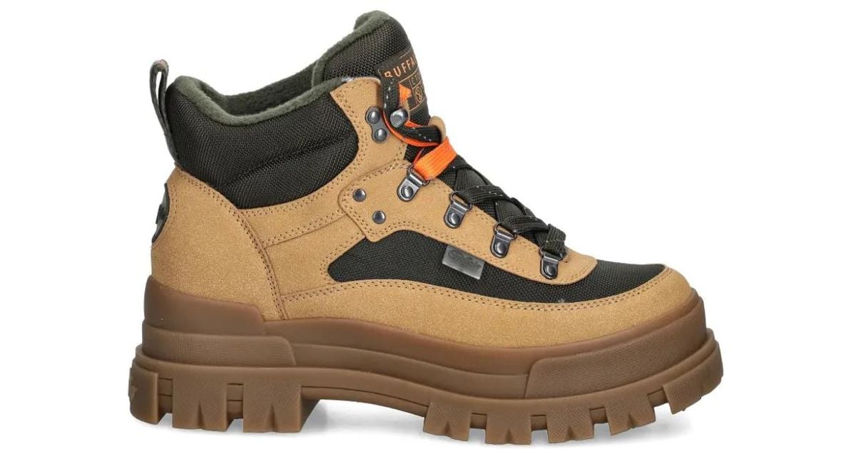Buffalo Aspha Lug-Sole Lace-Up Boots in Brown | Lyst