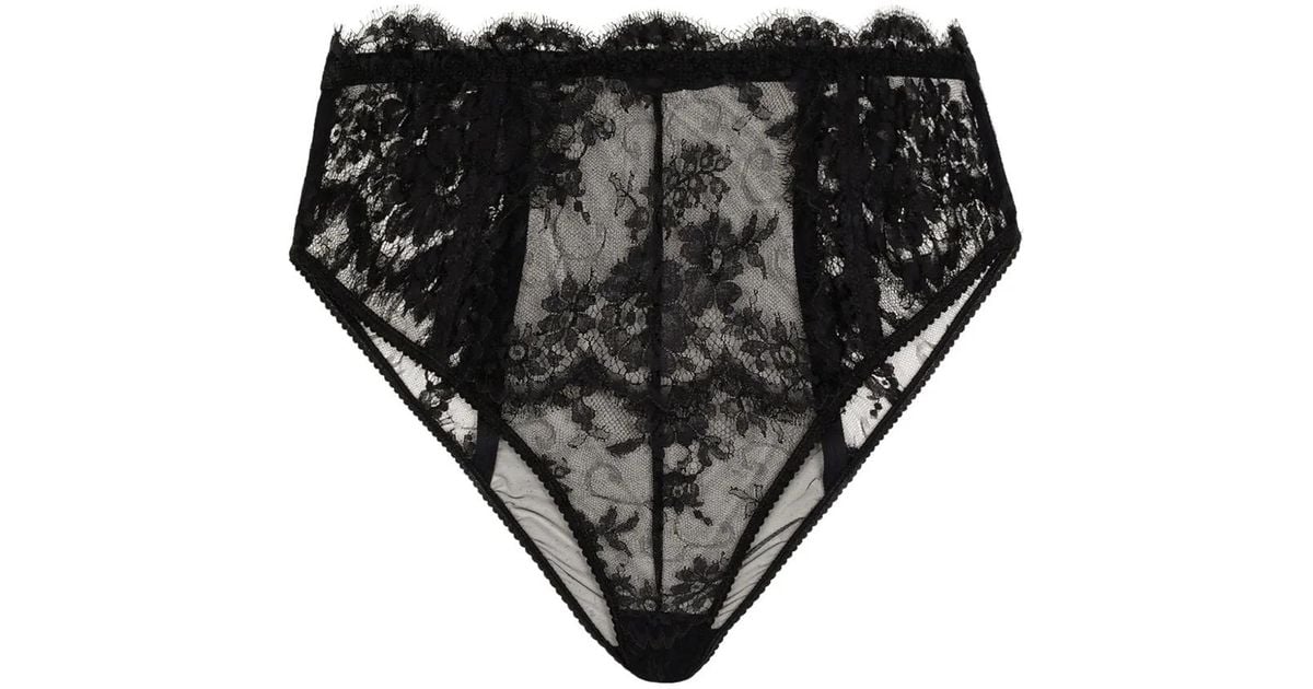 Dolce & Gabbana High-Waisted Floral-Lace Briefs in Black | Lyst