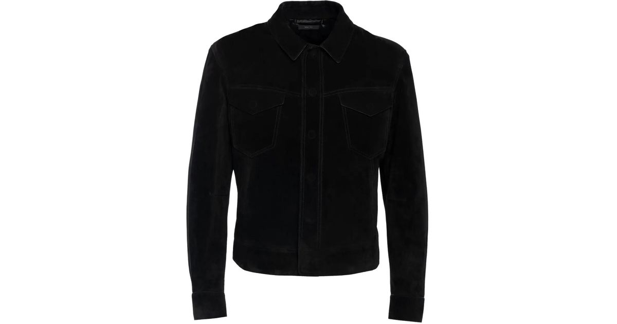 Tom Ford Chest-Pocket Leather Shirt in Black for Men | Lyst UK