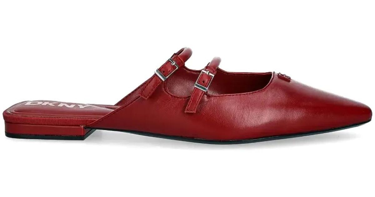 DKNY Leather Slippers in Red | Lyst
