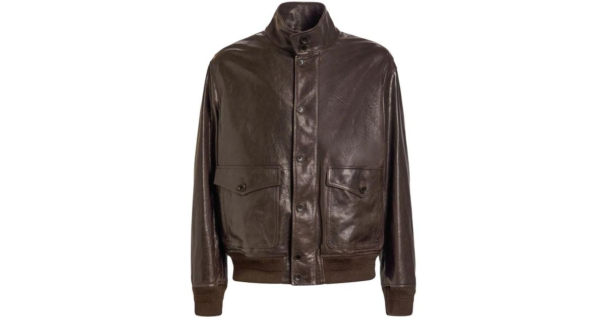 Bally Leather Bomber Jacket in Brown for Men | Lyst