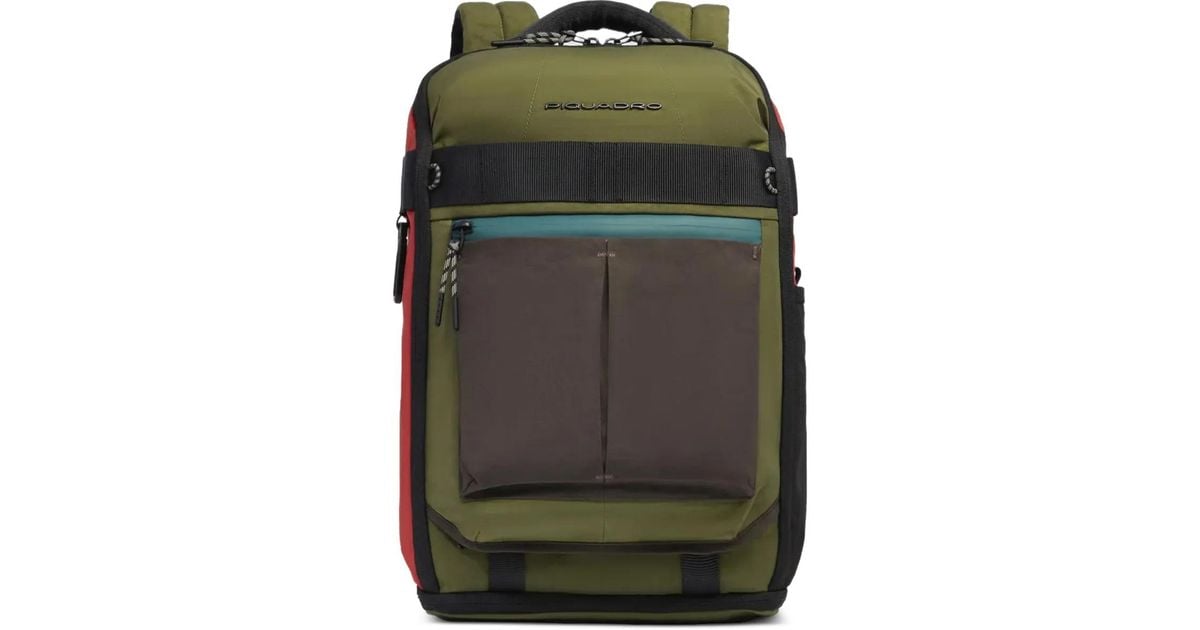 Piquadro Logo Backpack in Green | Lyst